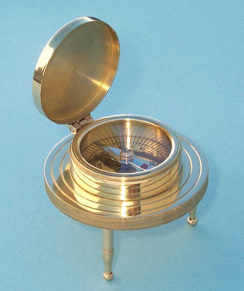 Engravable Large 3-Leg Brass Desk Compass